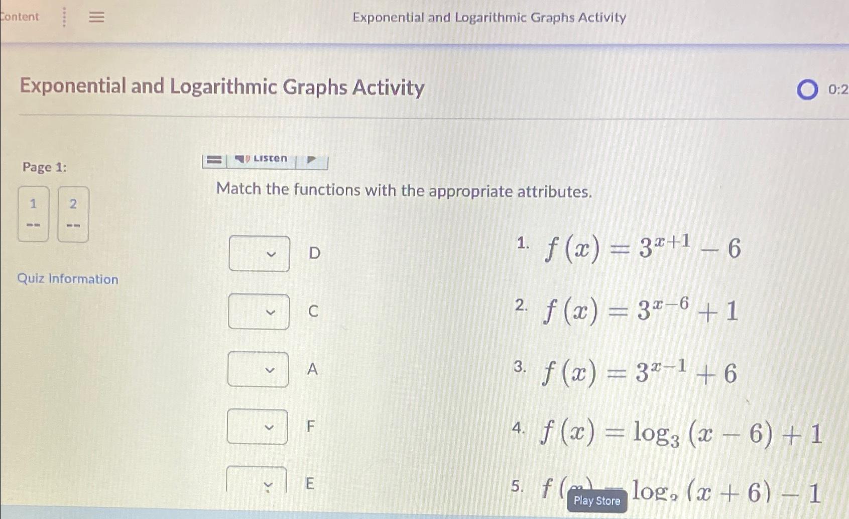 EontentExponential and Logarithmic Graphs | Chegg.com