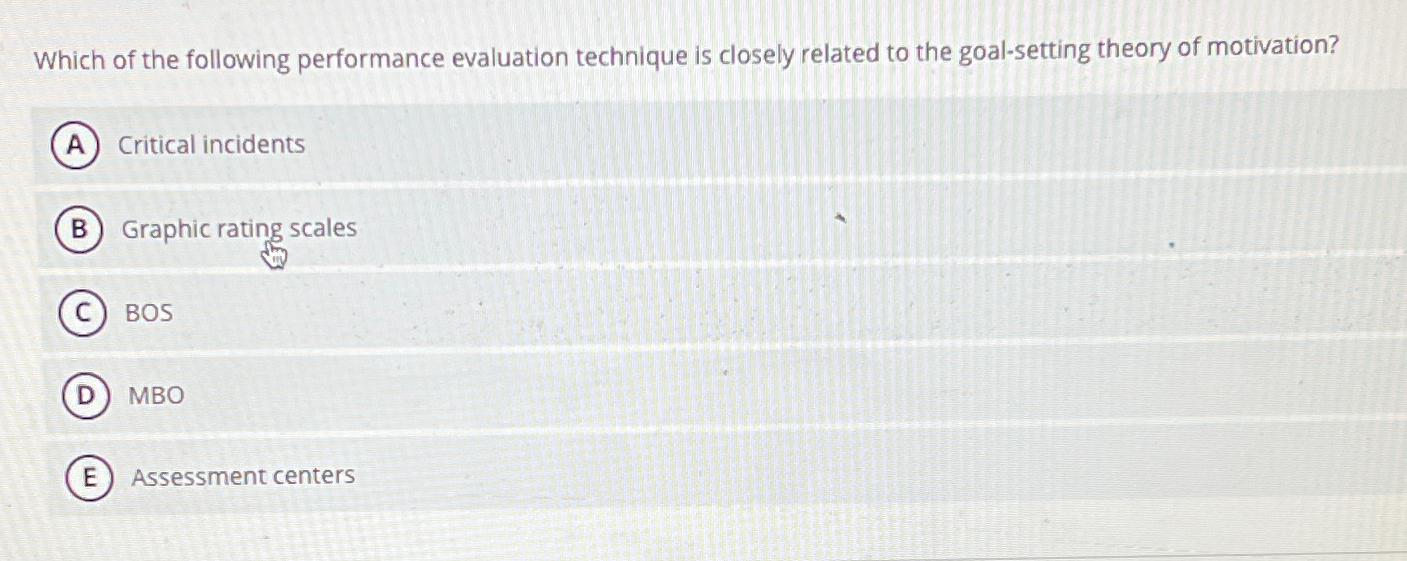 Solved Which of the following performance evaluation | Chegg.com
