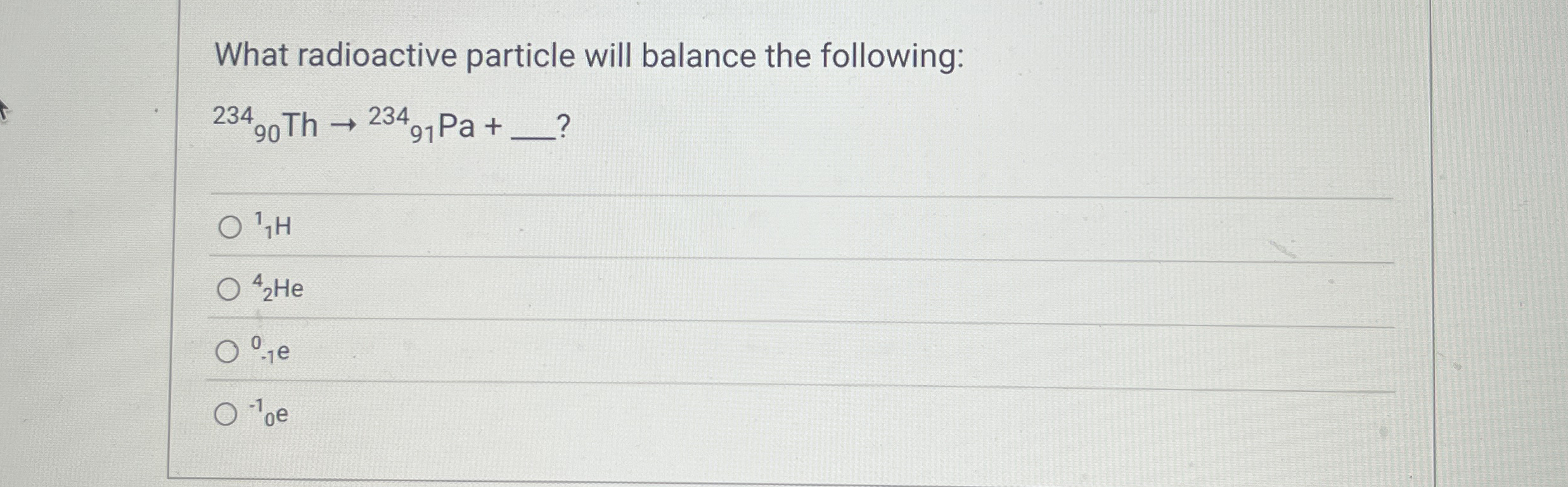 Solved What radioactive particle will balance the | Chegg.com