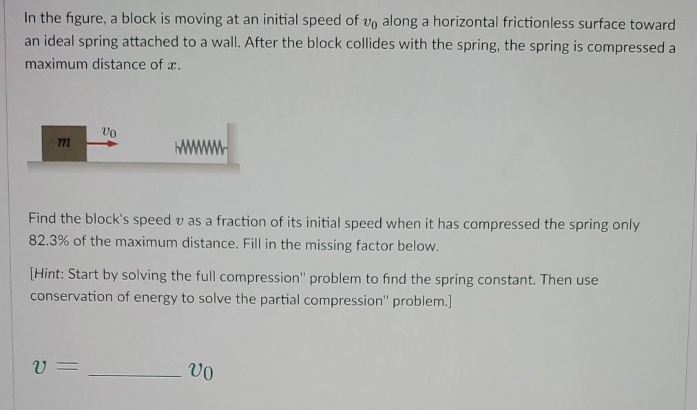 Solved In the figure, a block is moving at an initial speed | Chegg.com