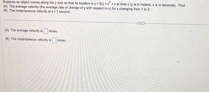 Solved Suppose an object moves along the y axis so that its | Chegg.com