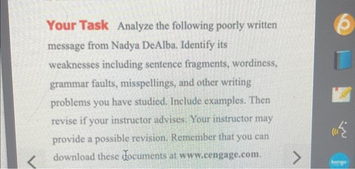Your Task Analyze the following poorly written | Chegg.com