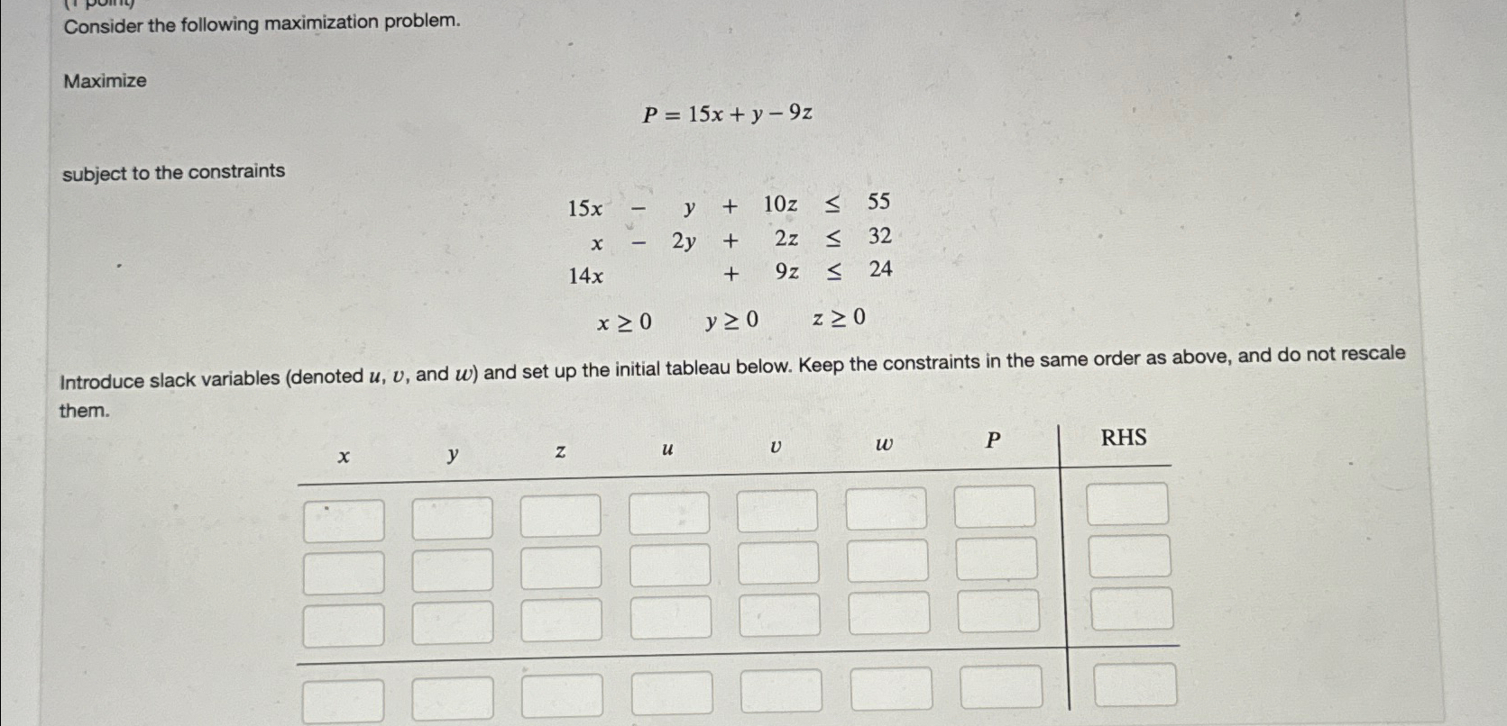 Solved Consider the following maximization | Chegg.com