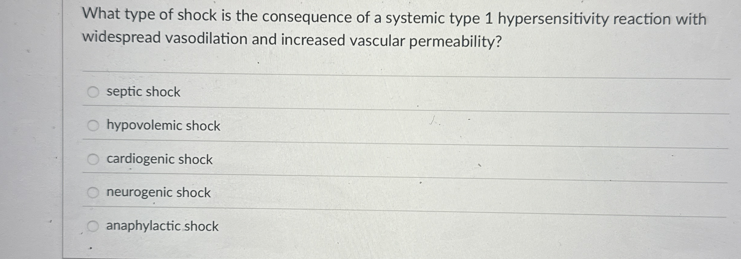Solved What type of shock is the consequence of a systemic | Chegg.com