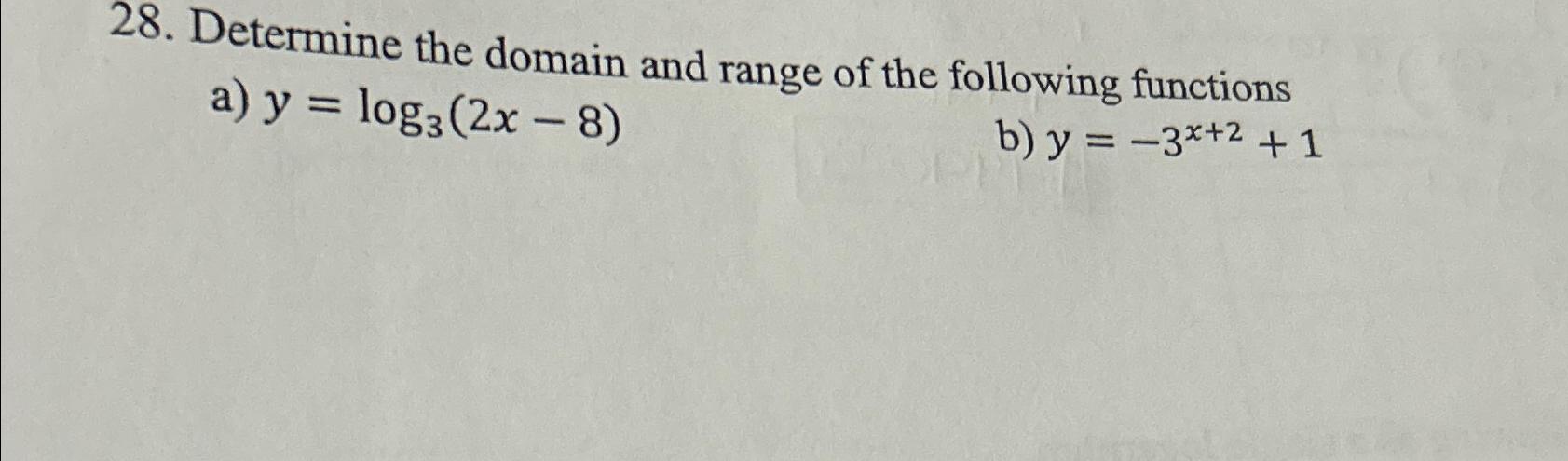 Solved Determine the domain and range of the following | Chegg.com