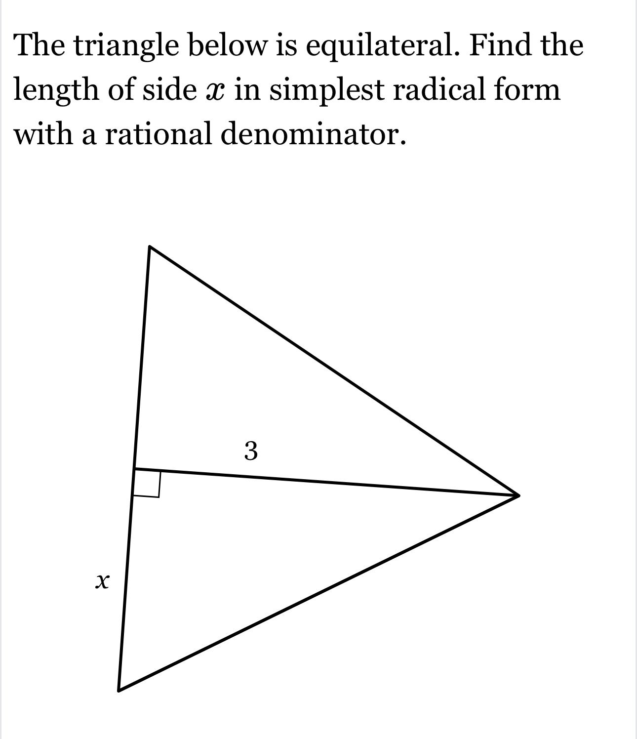 Solved The triangle below is equilateral. Find the length of | Chegg.com