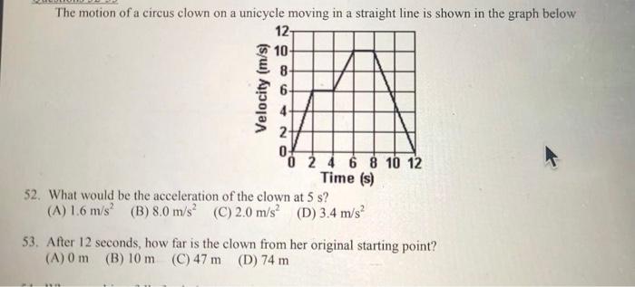 Solved After 12 seconds, how far is the clown from her | Chegg.com