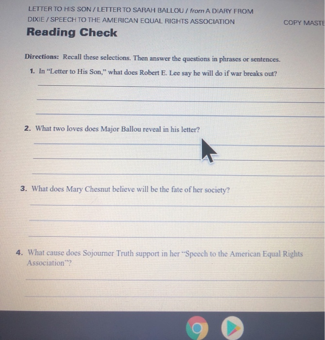 Solved LETTER TO HIS SON / LETTER TO SARAH BALLOU / from A | Chegg.com