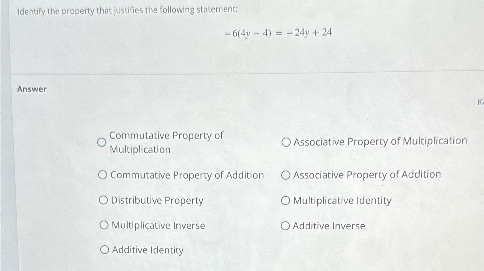 Solved Identify the property that justifies the following | Chegg.com