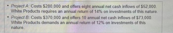 Solved Consider the following projects being considered by | Chegg.com