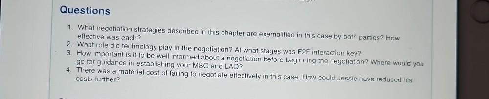 Solved QuestionsWhat negotiation strategies described in | Chegg.com