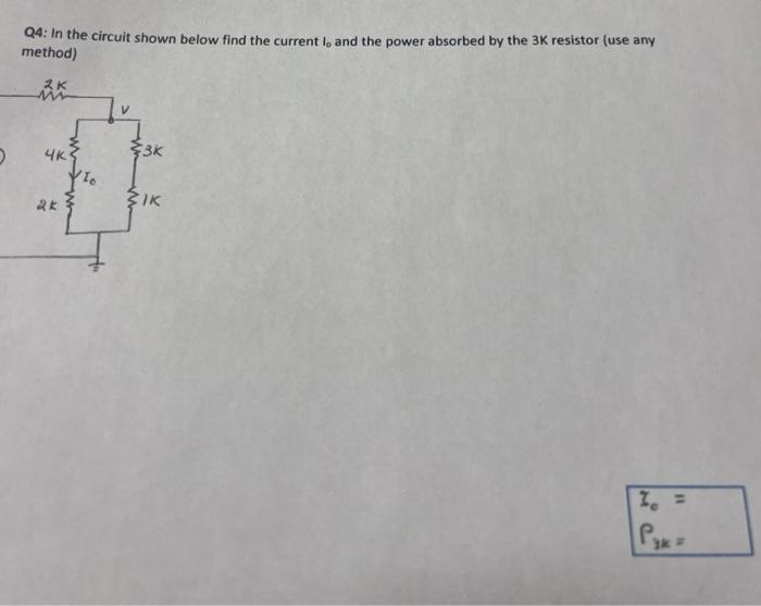 Solved Q4: In the circuit shown below find the current I0 | Chegg.com