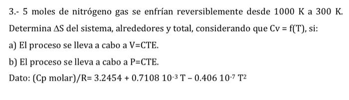 5 moles of nitrogen gas are reversibly cooled from | Chegg.com