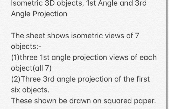 Solved Isometric (3D) objects, 1st Angle and 3rd Angle | Chegg.com