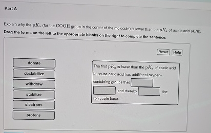 Solved Part AExplain why the pKa (for the COOH group in the | Chegg.com
