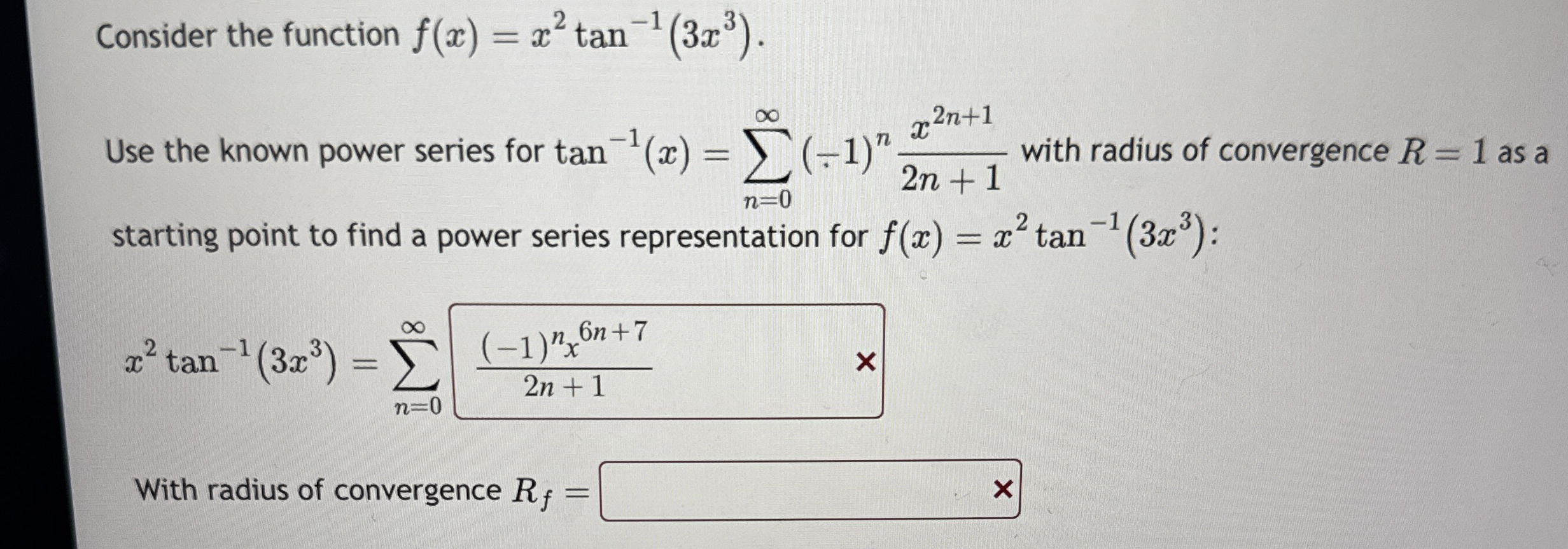 Solved Consider the function f(x)=x2tan-1(3x3).Use the known | Chegg.com
