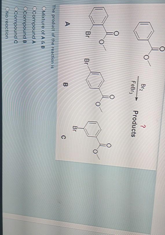 Solved Br2 ? Products FeBr3 Br Br Br A B с The product of | Chegg.com