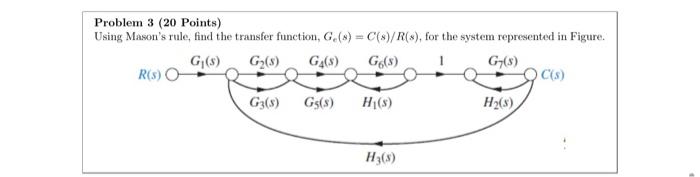 Problem 3 (20 Points) Using Mason's rule, find the | Chegg.com