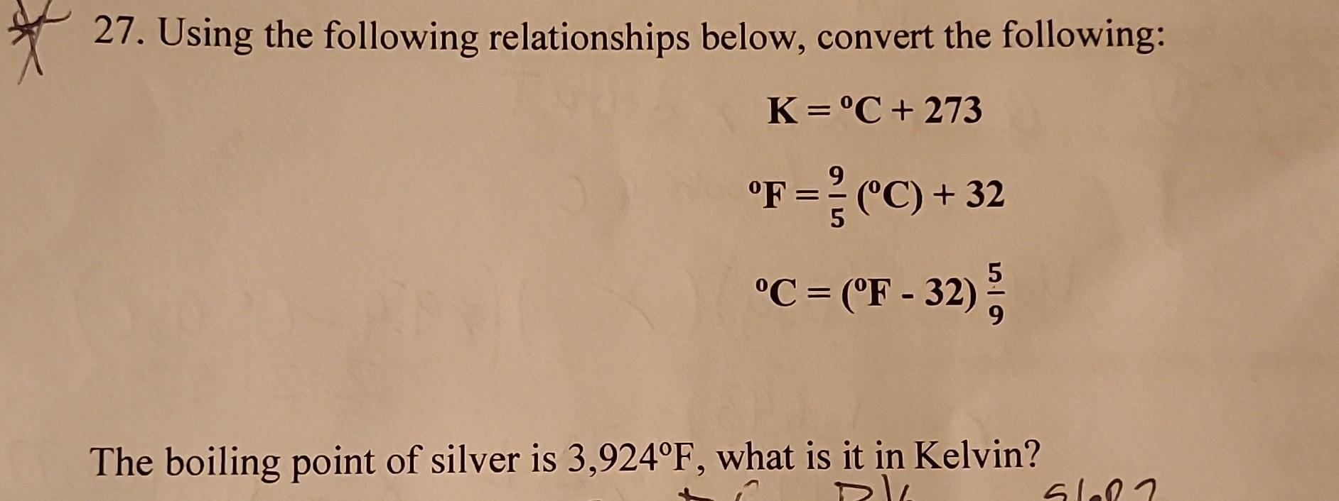Solved 27. Using the following relationships below, convert | Chegg.com