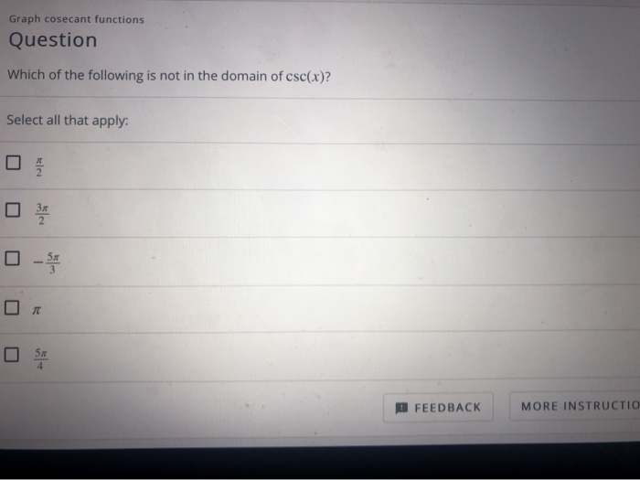 Solved Graph cosecant functions Question Which of the | Chegg.com