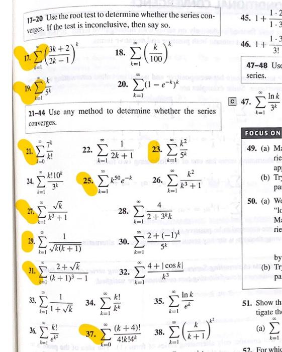 Solved 11-16 Use the ratio test to determine whether the | Chegg.com