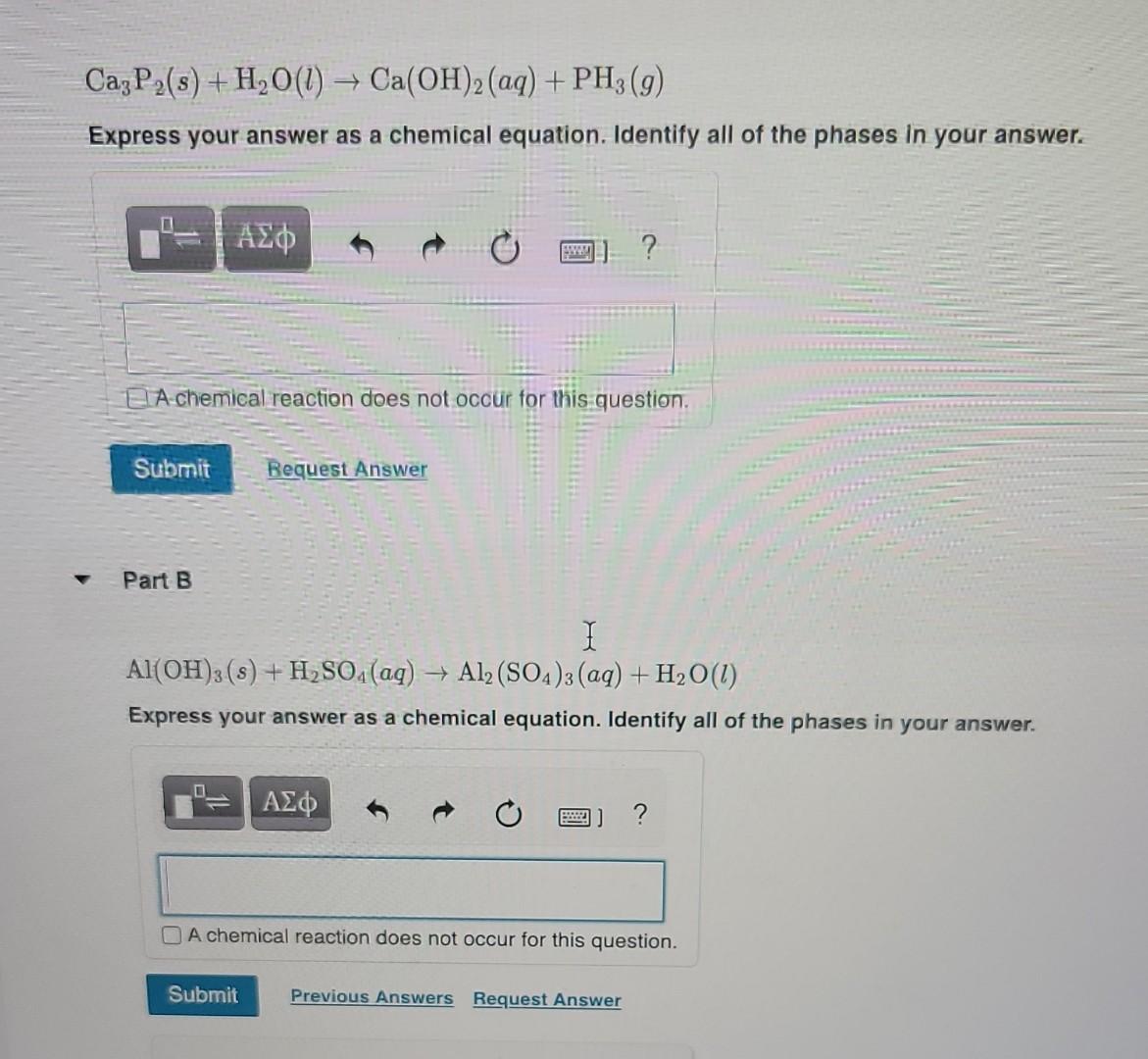 Solved Ca3P2(s)+H2O(l)→Ca(OH)2(aq)+PH3(g) Express your | Chegg.com