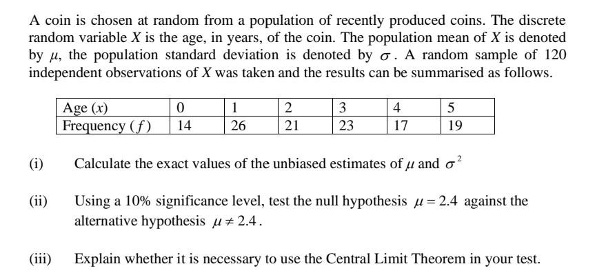 Solved A coin is chosen at random from a population of | Chegg.com