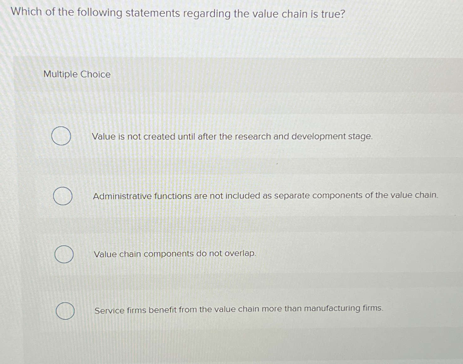 Solved Which of the following statements regarding the value | Chegg.com