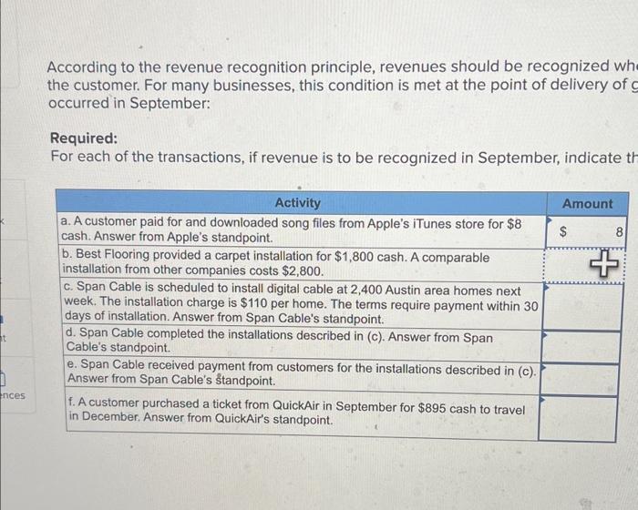 Solved ht ences According to the revenue recognition | Chegg.com