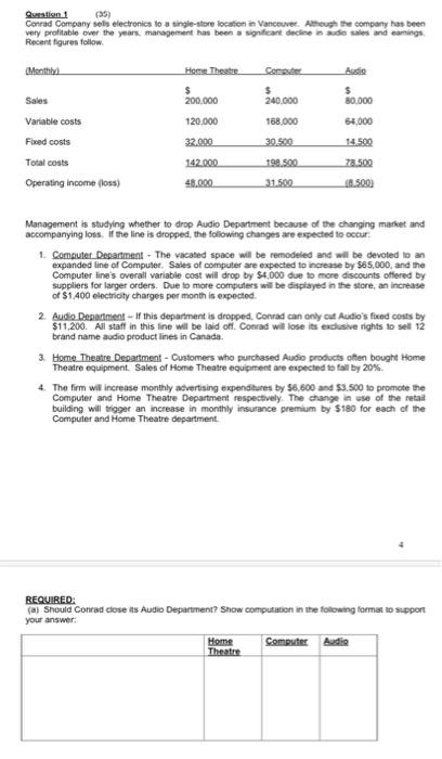 Solved Question 1 (35) Conrad Company sels electronics to a | Chegg.com