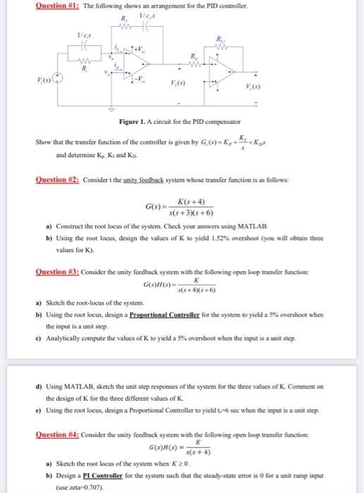 Solved Figure 1. A circuit for the PID compensator Show that | Chegg.com