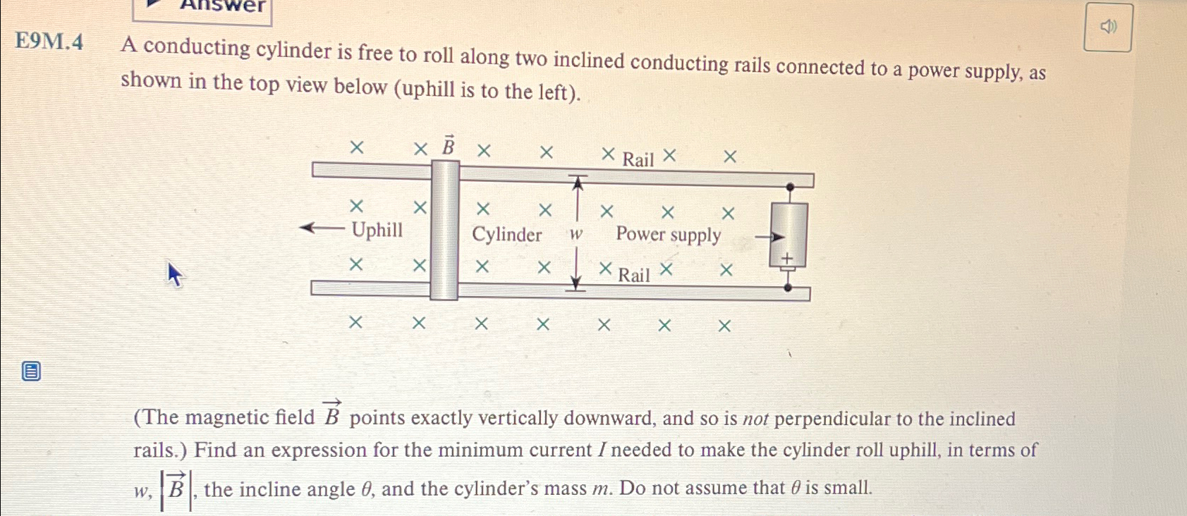 Solved E9M. 4 ﻿A conducting cylinder is free to roll along | Chegg.com