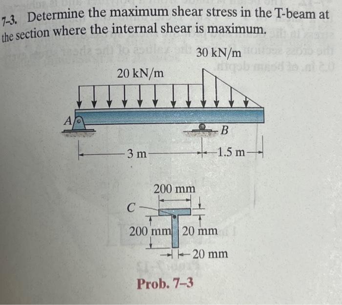 Solved 7-3. Determine the maximum shear stress in the T-beam | Chegg.com Solved 7-3. Determine the maximum shear stress in the T-beam | Chegg.com