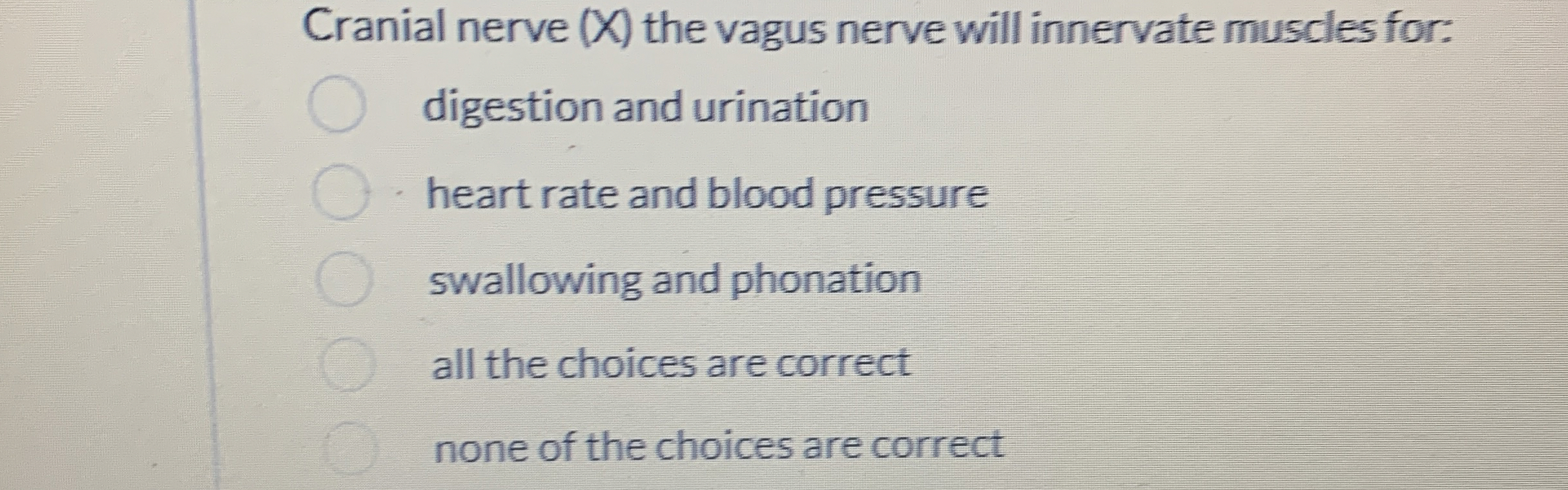 Solved Cranial nerve (x) ﻿the vagus nerve will innervate | Chegg.com