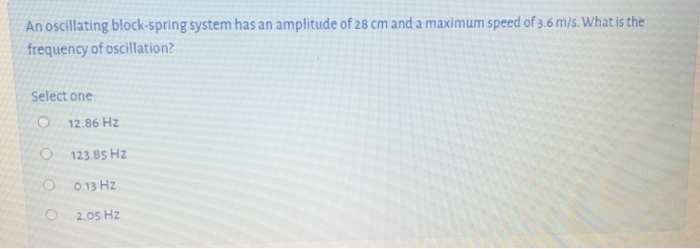 Solved An oscillating block-spring system has an amplitude | Chegg.com