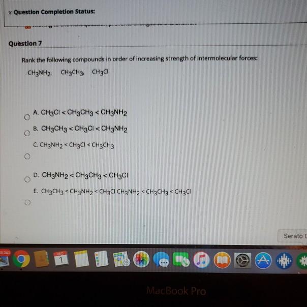Solved Question Completion Status: Question 7 Rank the | Chegg.com