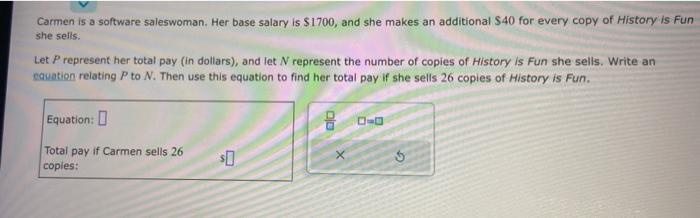 Solved Carmen is a software saleswoman. Her base salary is | Chegg.com