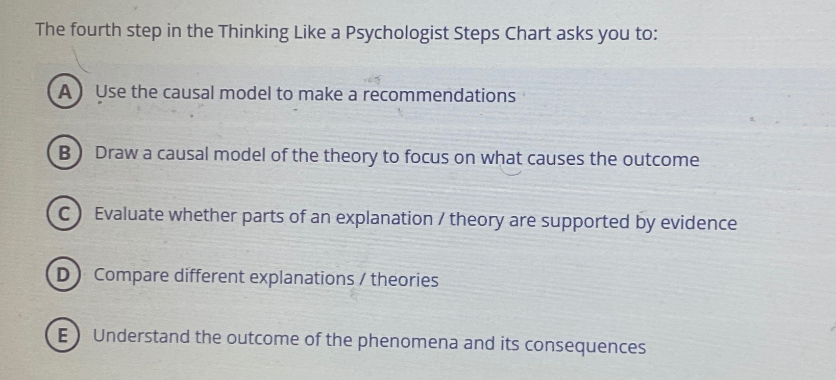 Solved The fourth step in the Thinking Like a Psychologist | Chegg.com