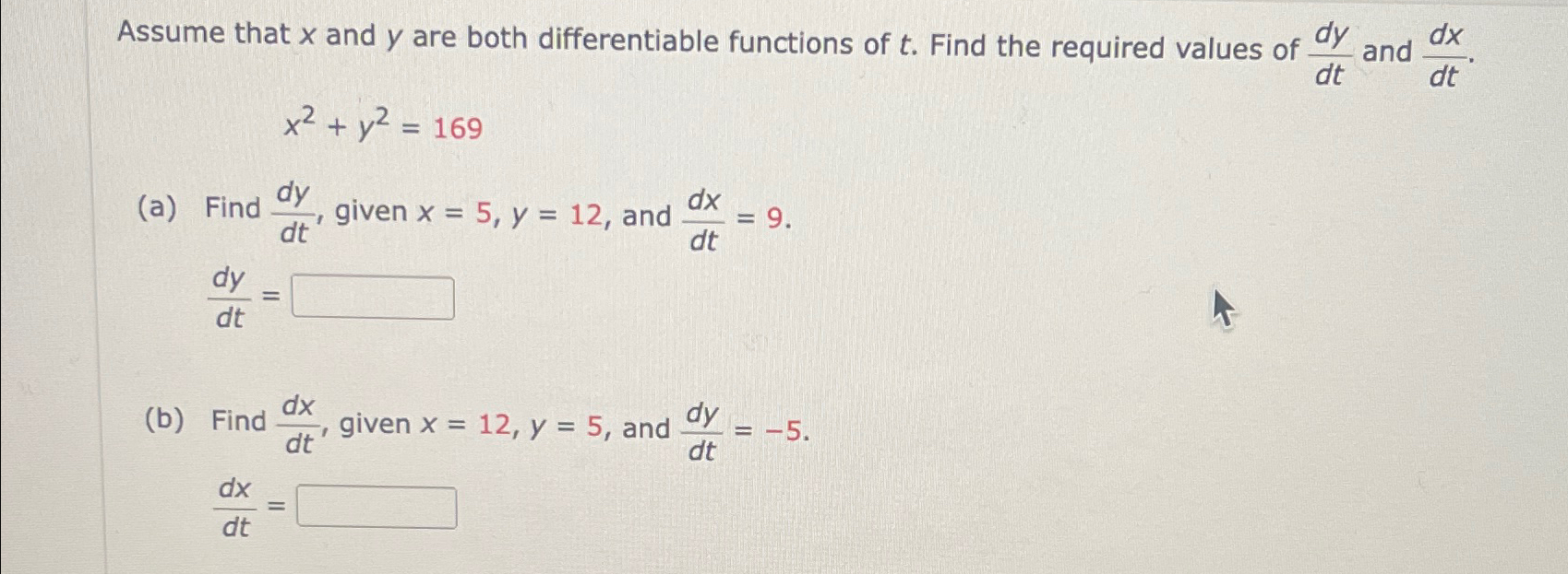 Solved Assume that x ﻿and y ﻿are both differentiable | Chegg.com