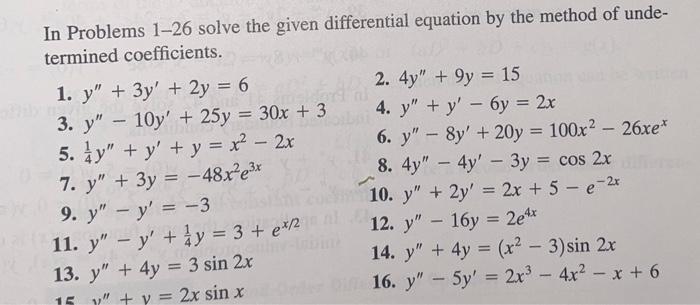 Solved In Problems 1-26 solve the given differential | Chegg.com