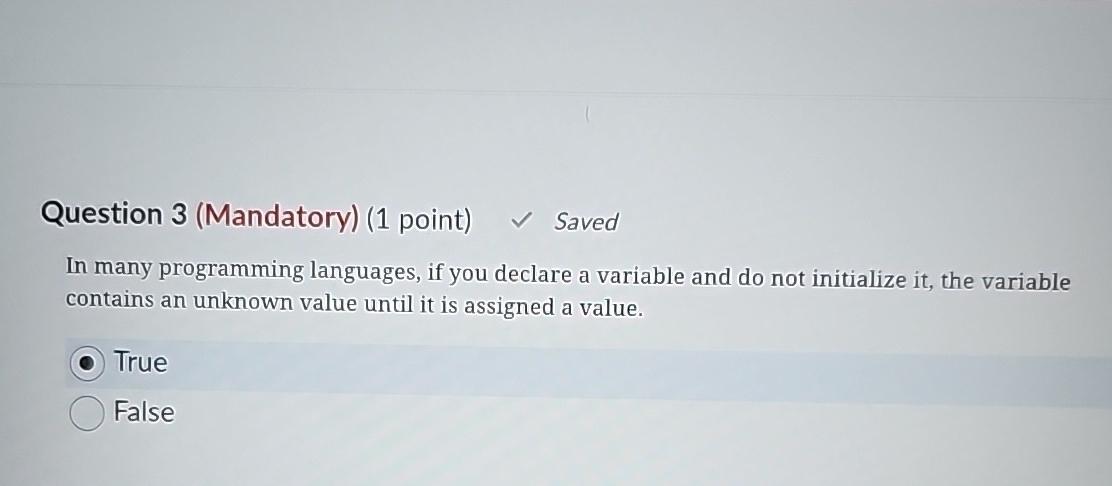 Solved Question 3 (Mandatory) (1 ﻿point) ﻿SavedIn many | Chegg.com