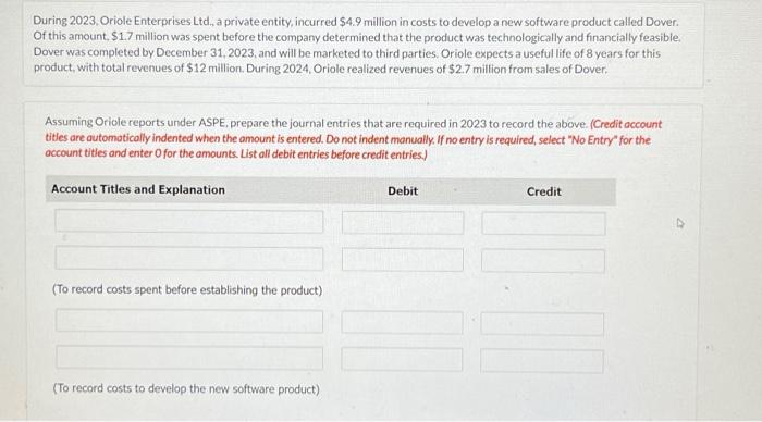 Solved During 2023, Oriole Enterprises Ltd, a private | Chegg.com