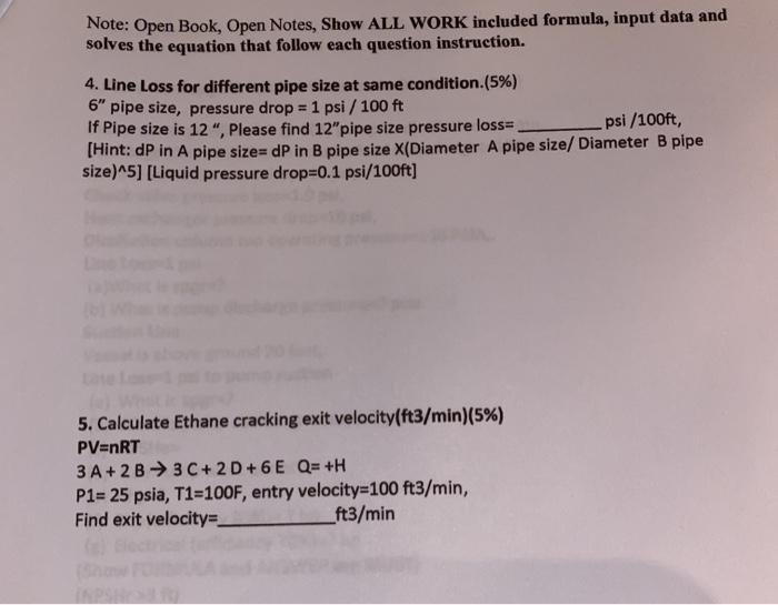Solved Note: Open Book, Open Notes, Show ALL WORK included | Chegg.com