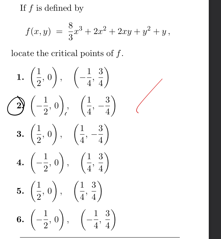 Solved If f ﻿is defined byf(x,y)=83x3+2x2+2xy+y2+y,locate | Chegg.com