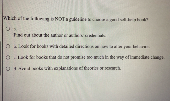 Solved Which of the following is NOT a guideline to choose a | Chegg.com