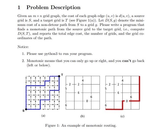 Solved 1 Problem Description Given an m×n grid graph, the | Chegg.com