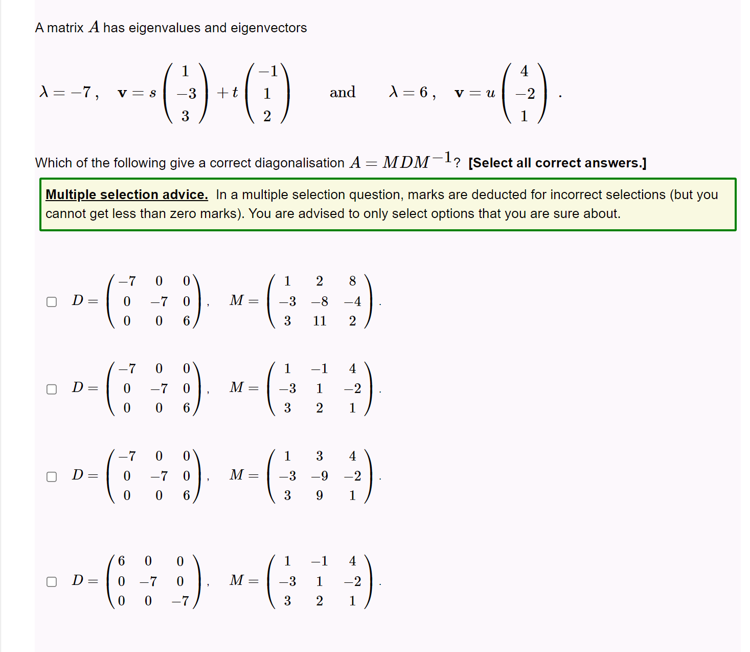 Solved A matrix A has eigenvalues and | Chegg.com