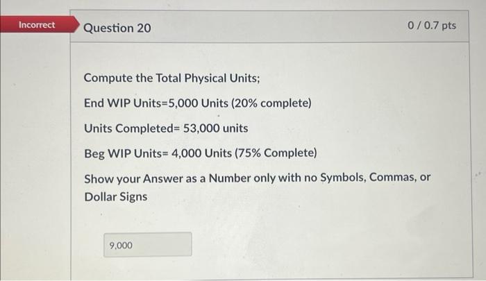 Solved Compute the Total Physical Units; End WIP Units=5,000 | Chegg.com