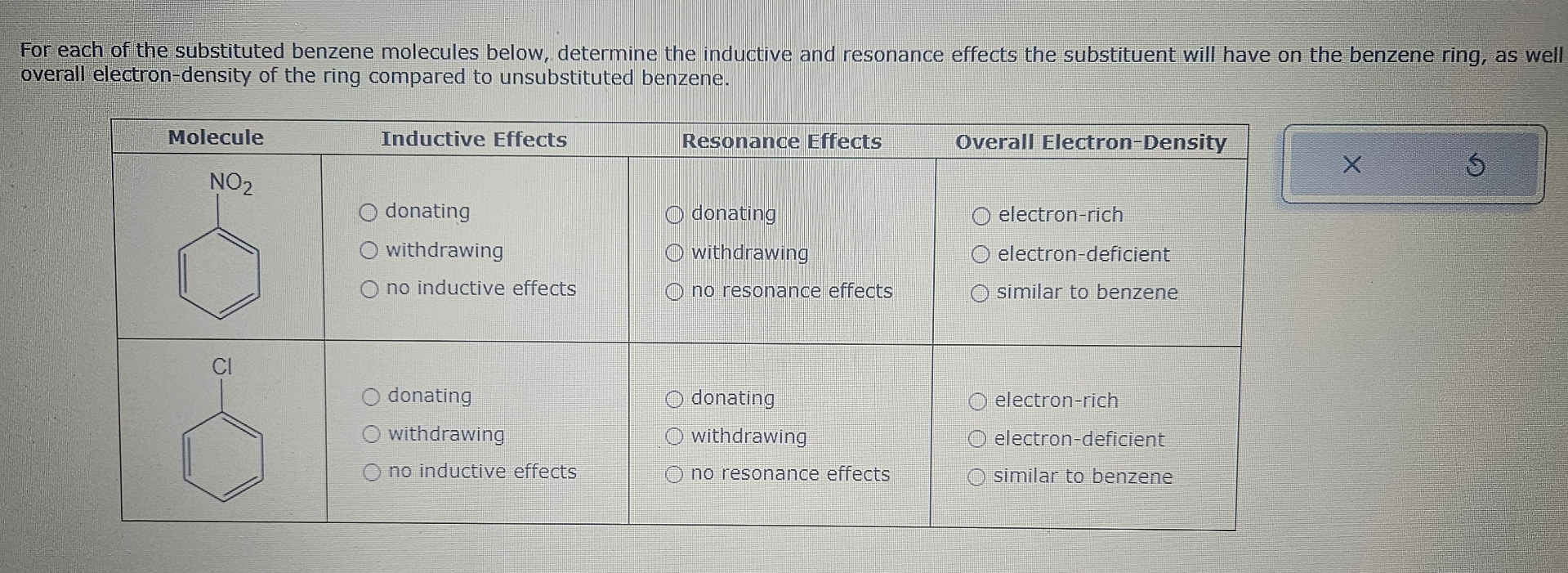 Solved For each of the substituted benzene molecules below, | Chegg.com