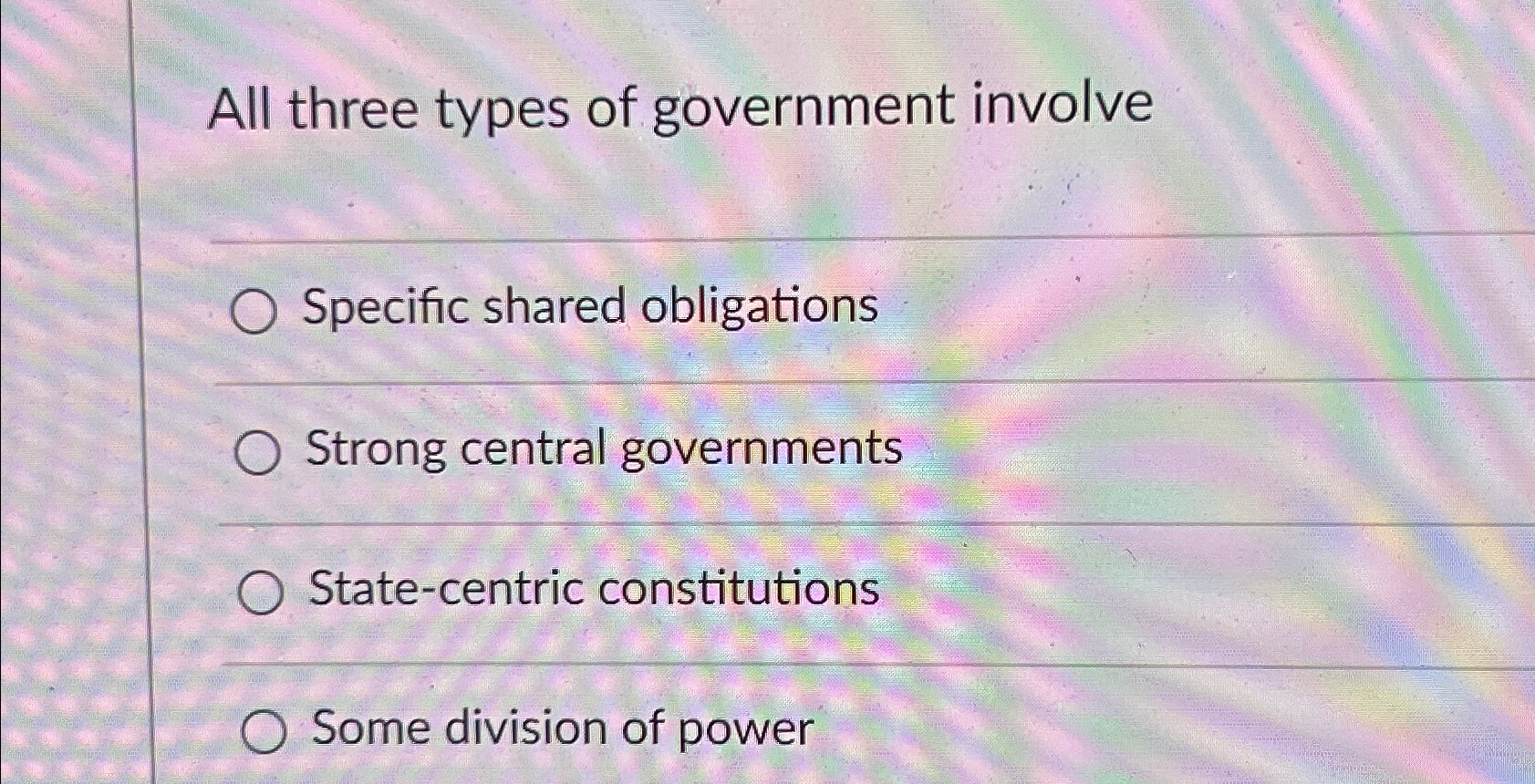 Solved All three types of government involveSpecific shared | Chegg.com